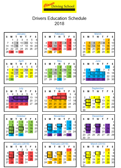 Calendar | Classic Driving School